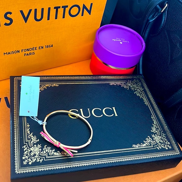 kate spade | Jewelry | Kate Spade Skinny Mini Bow Love Notes Bangle In ...